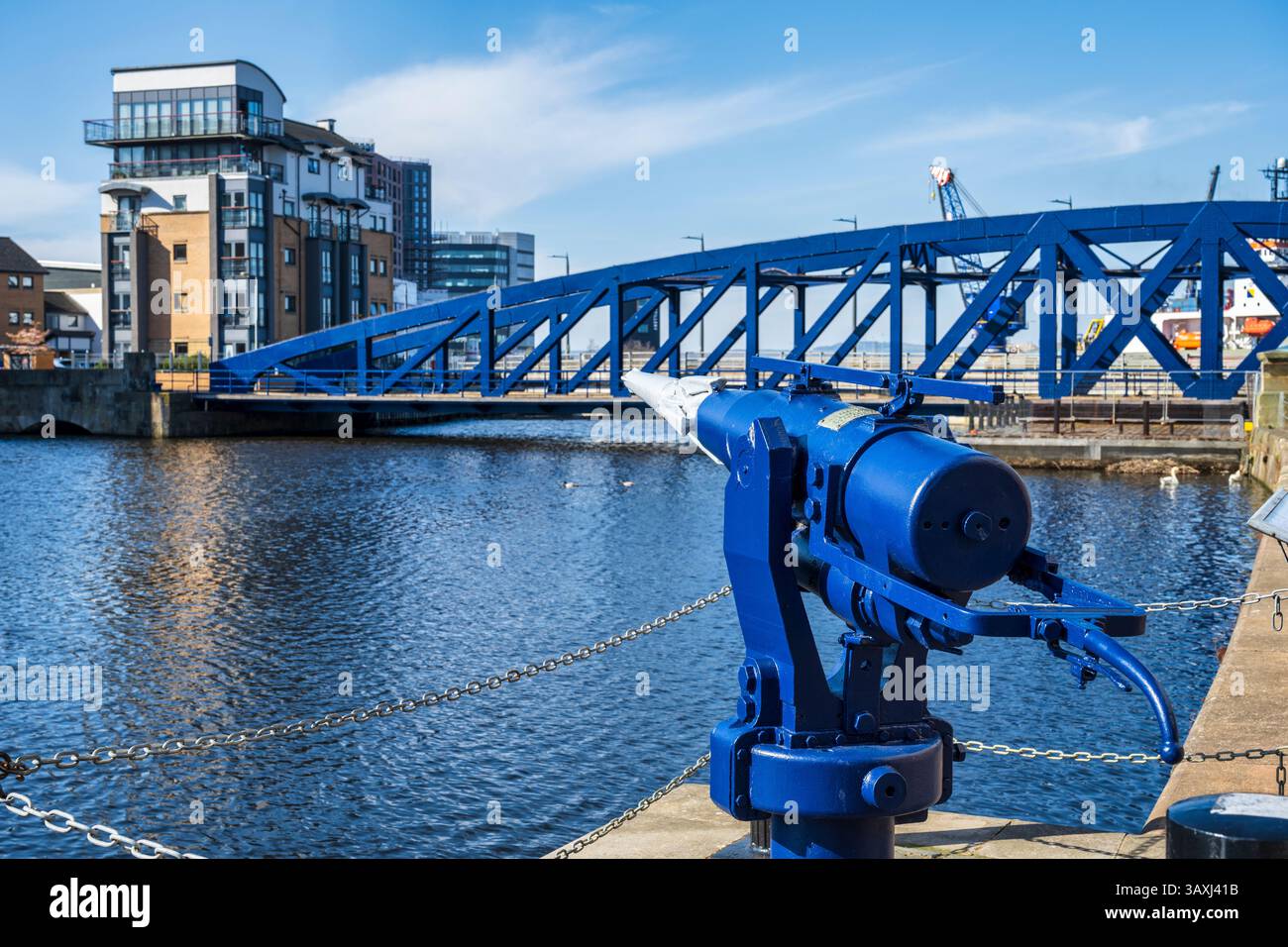 Christian Salvesen harpoon gun with Victoria Swing Bridge in background ...