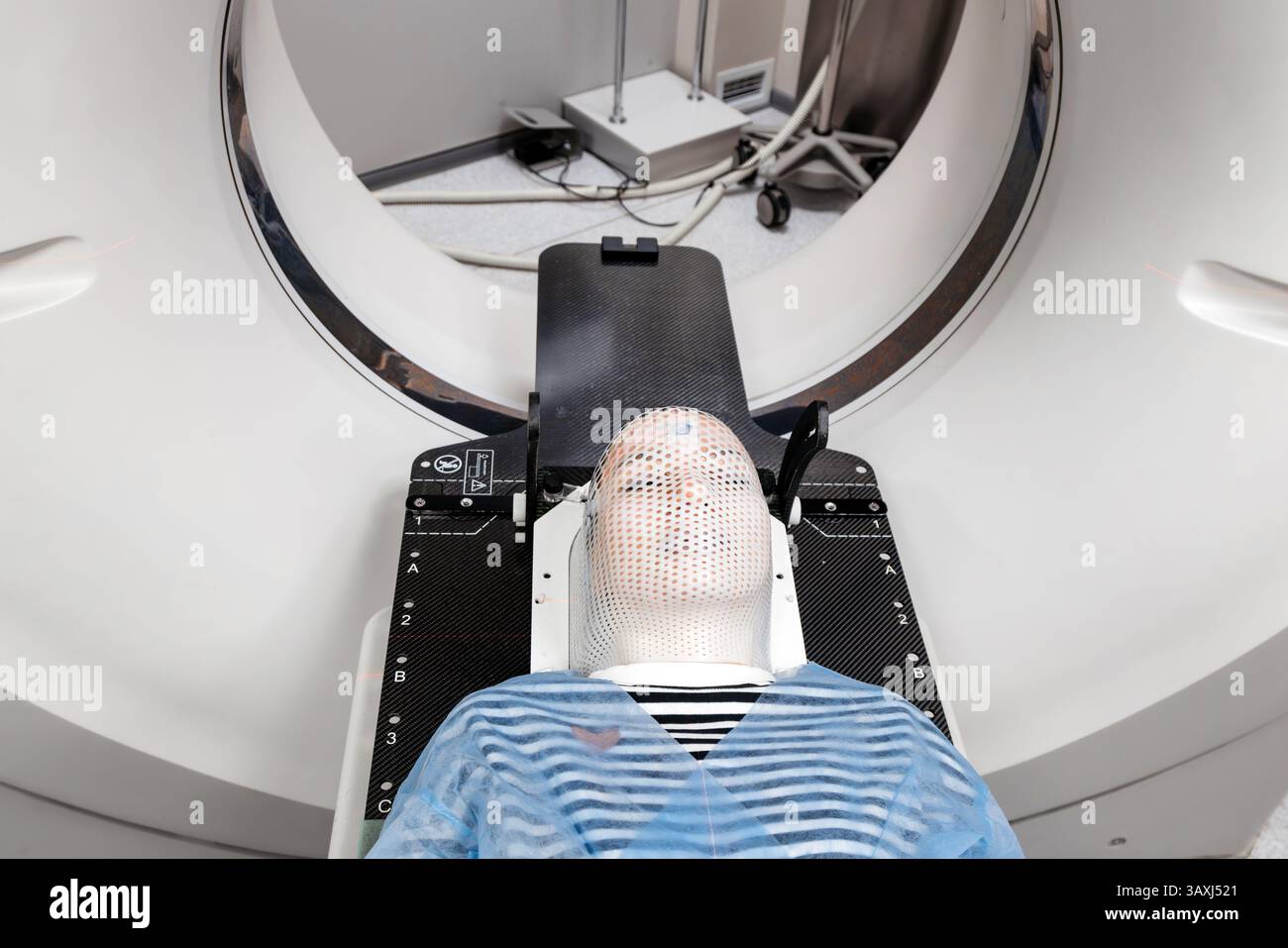 Close-up of markings attached to the immobilization mask for accurate ...