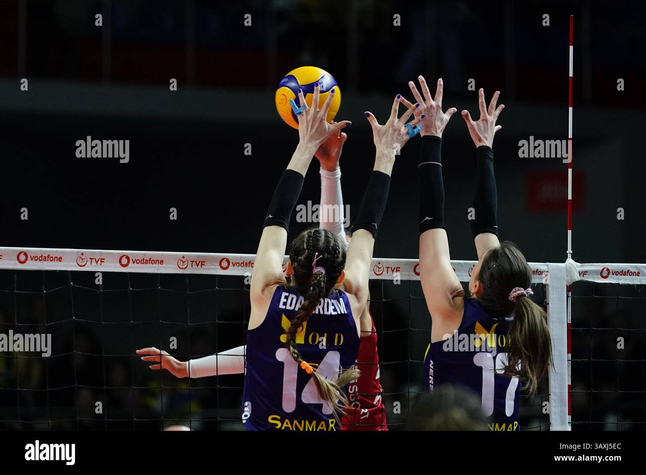 ISTANBUL, TURKIYE - APRIL 12, 2025: Eda Erdem Dundar and Bojana Drca in ...