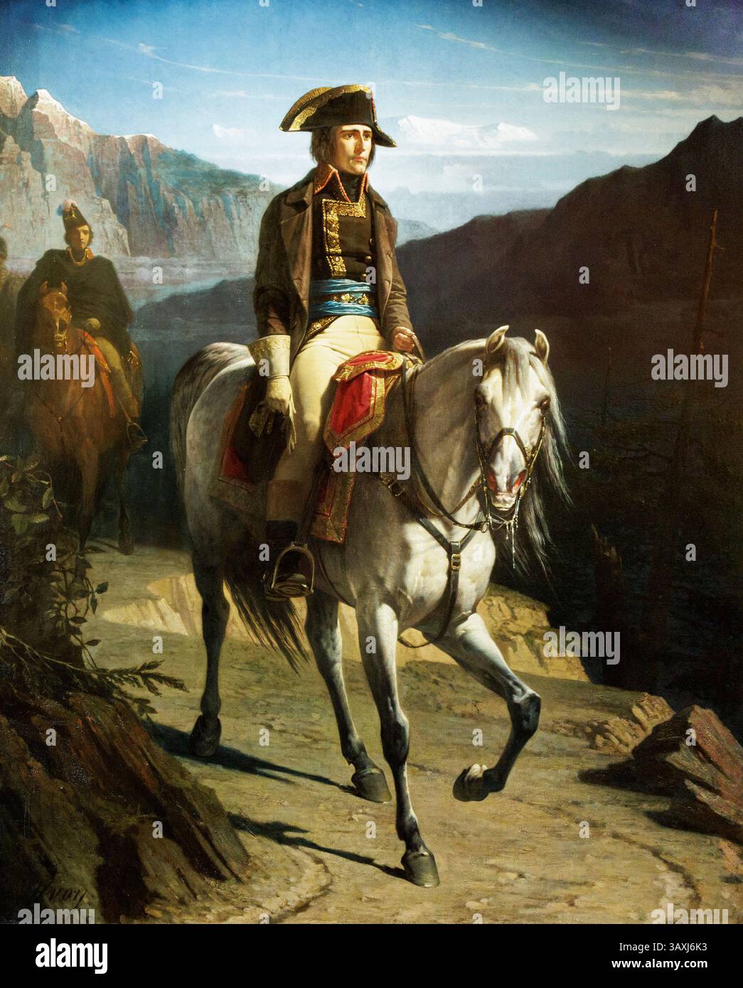 Napoleon Bonaparte crossing the Alps by Adolphe Yvon Stock Photo - Alamy