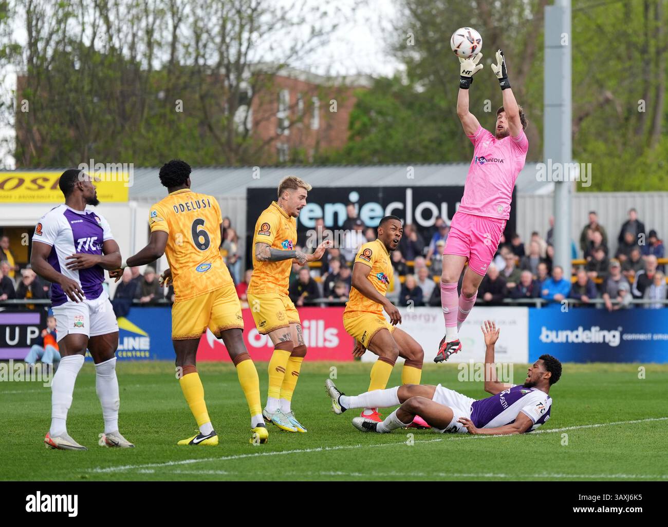 Sutton United's Jack Sims makes a save during the Vanarama National ...
