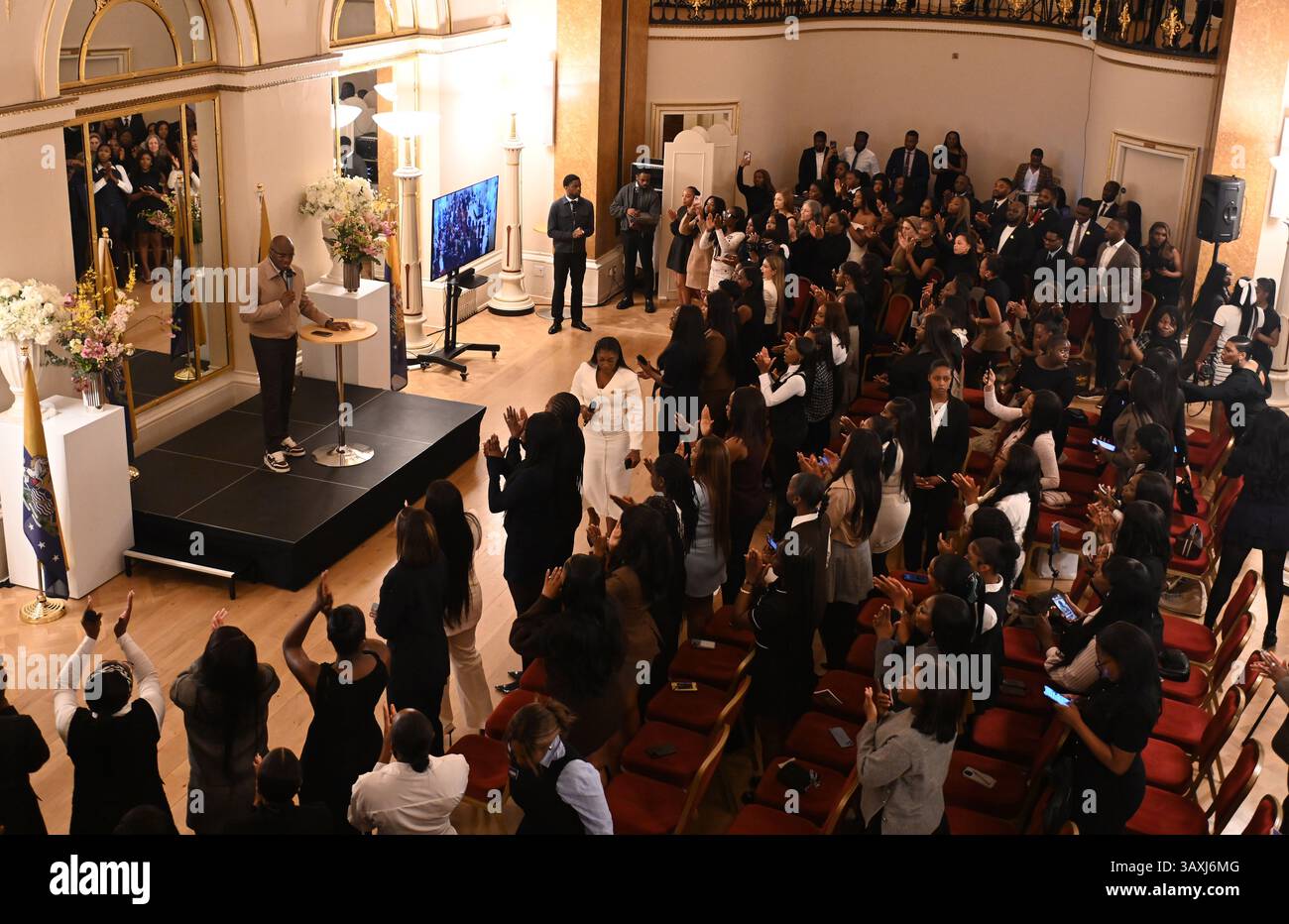 Pastor Tobi Adegboyega seen speaking during The 1000 Woman Summit at ...