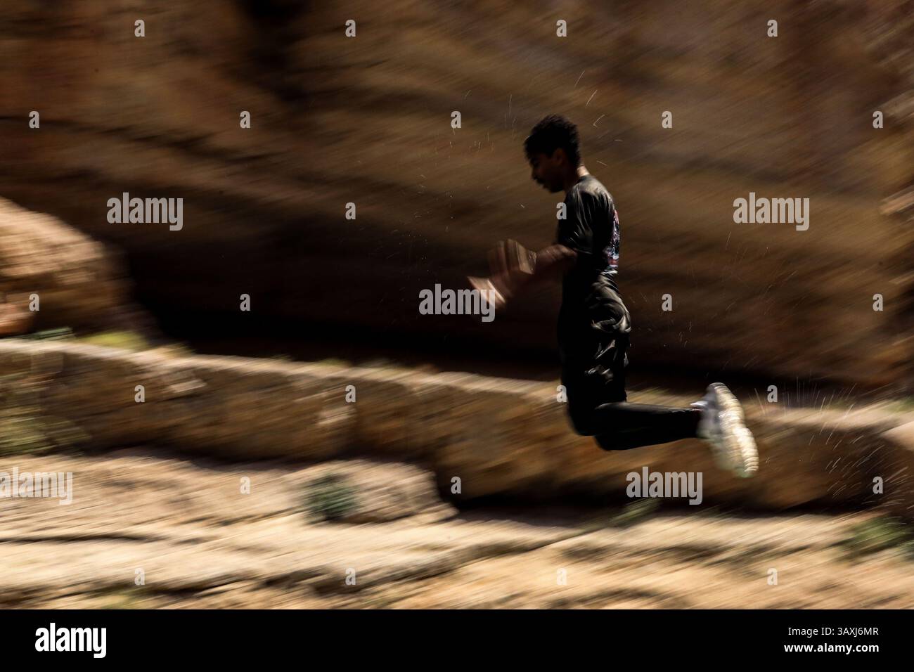 April 20, 2025, South Sharqiyah Governorate, Istanbul, Oman: boys leap ...