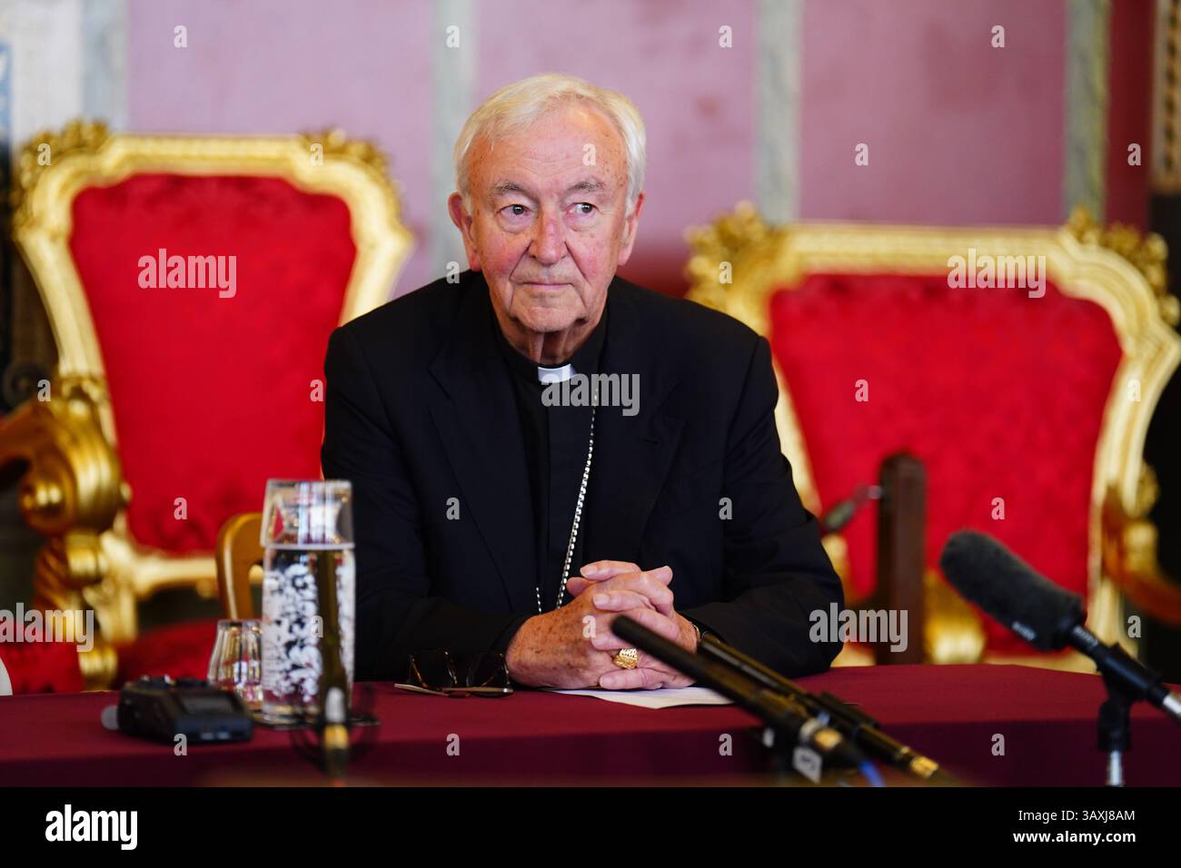 Cardinal Vincent Nichols during a press conference in the Throne Room ...