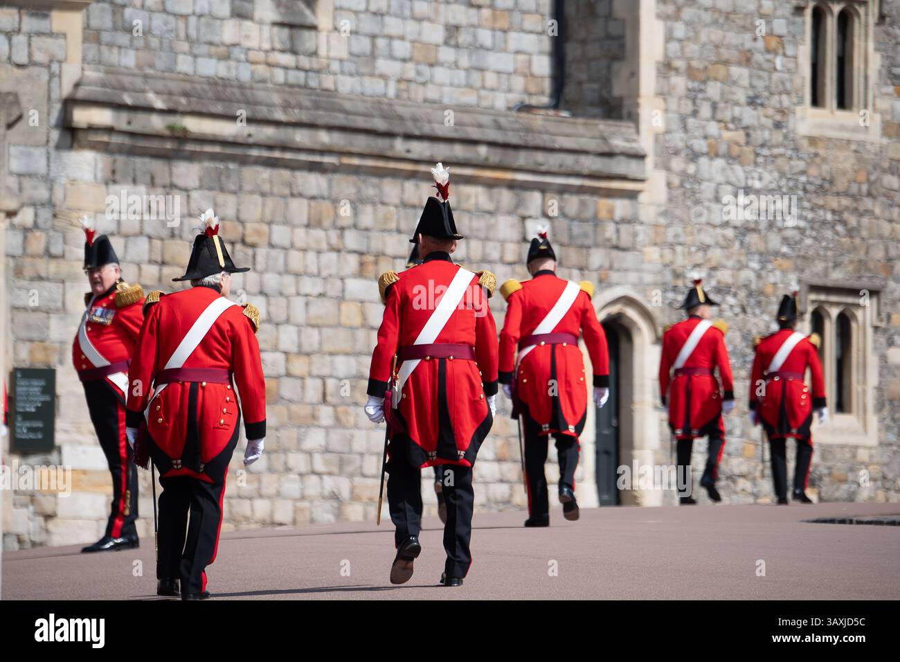 Windsor, UK. 21st April, 2025. Military Knights at Windsor Castle in ...