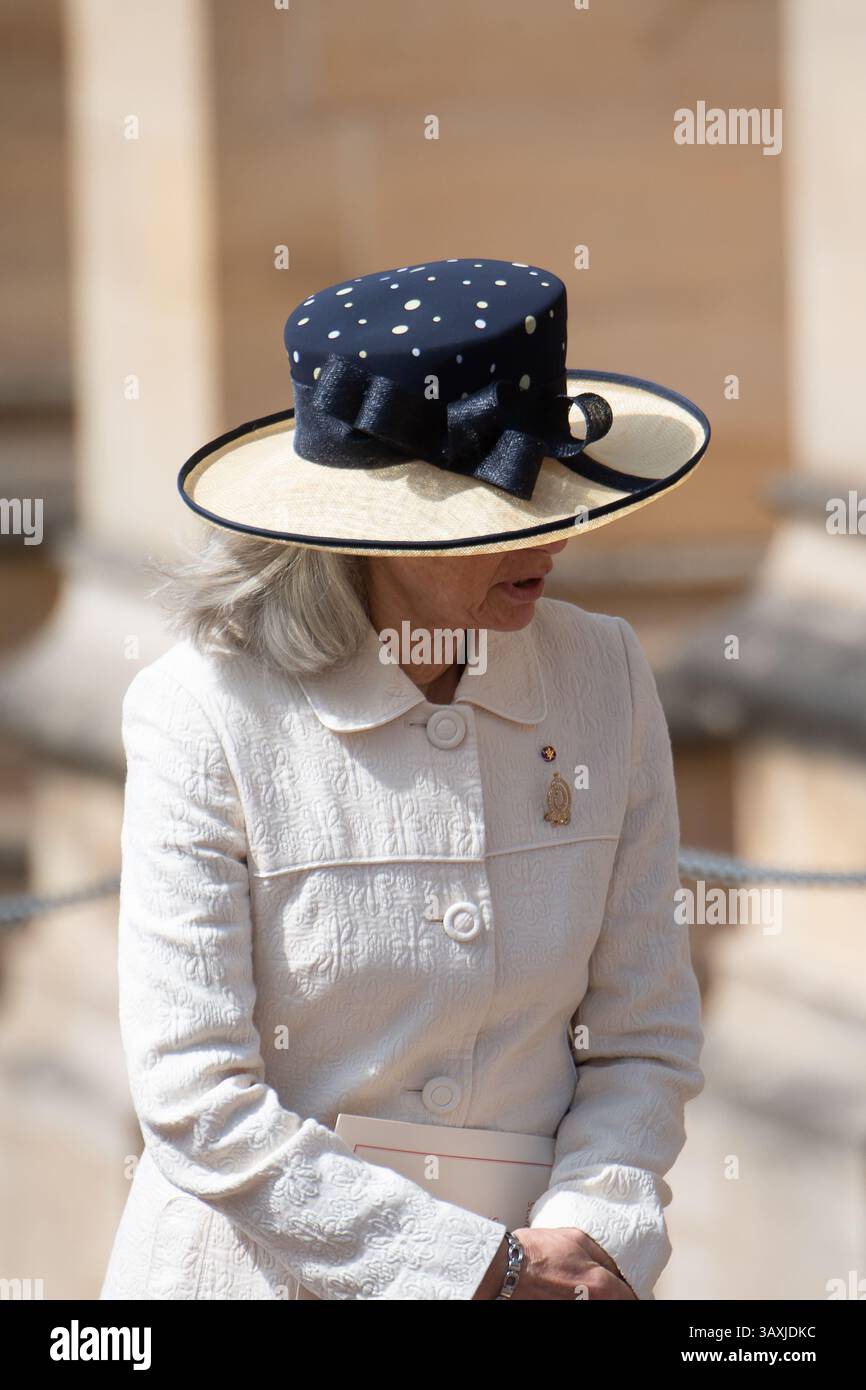 Windsor, UK. 21st April, 2025. Mrs Sue Pendry, wife of Military Knight ...