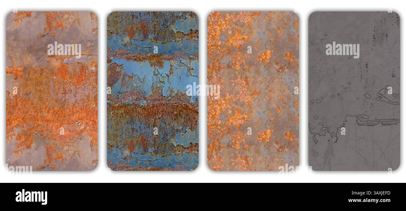 Rust and Corrosion Textures: Metal Surface Patterns Stock Vector Image ...