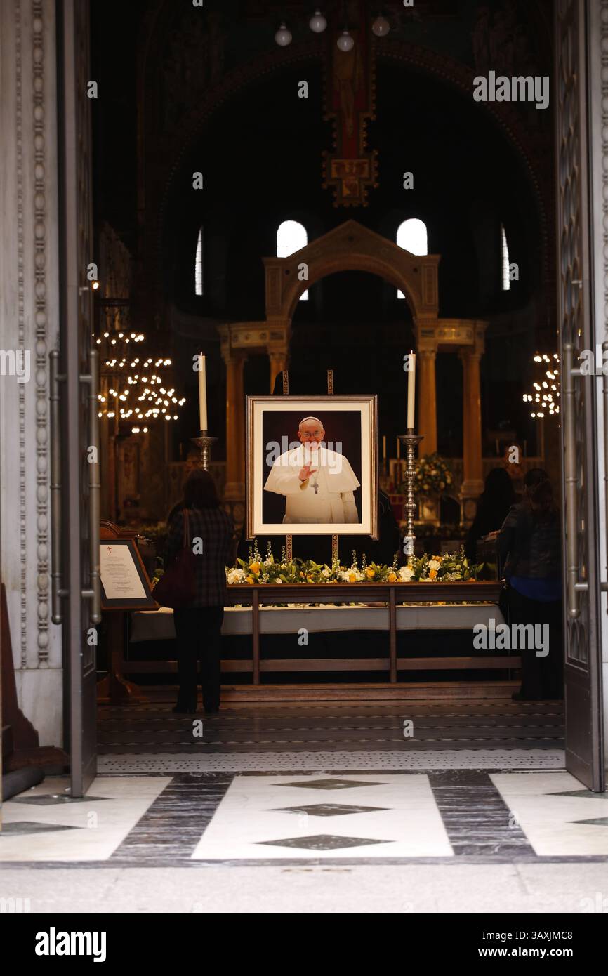 21st April 2025, Westminster, London UK Pope Mourned in London The ...