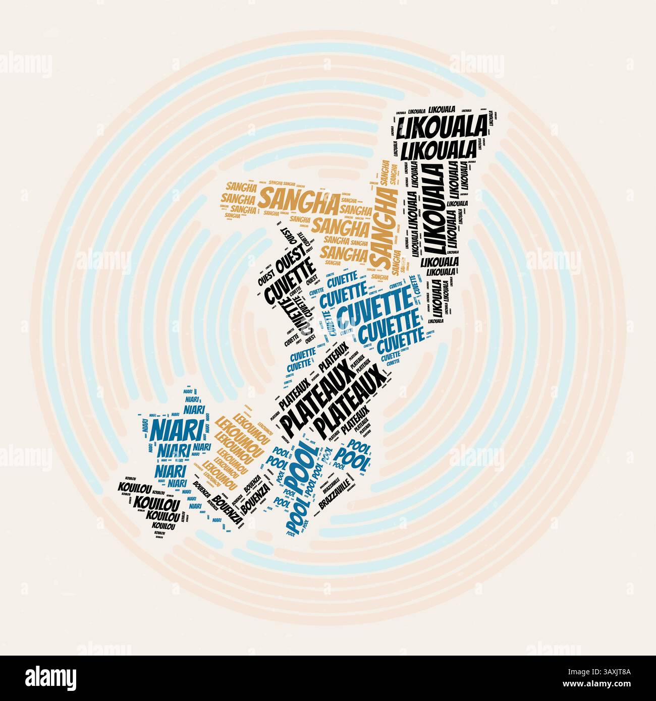 Republic of the Congo round poster. Typography style image of country ...