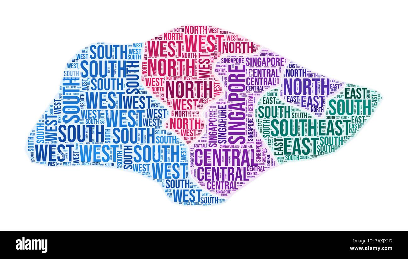Singapore region word cloud. Country shape design. Singapore colored ...