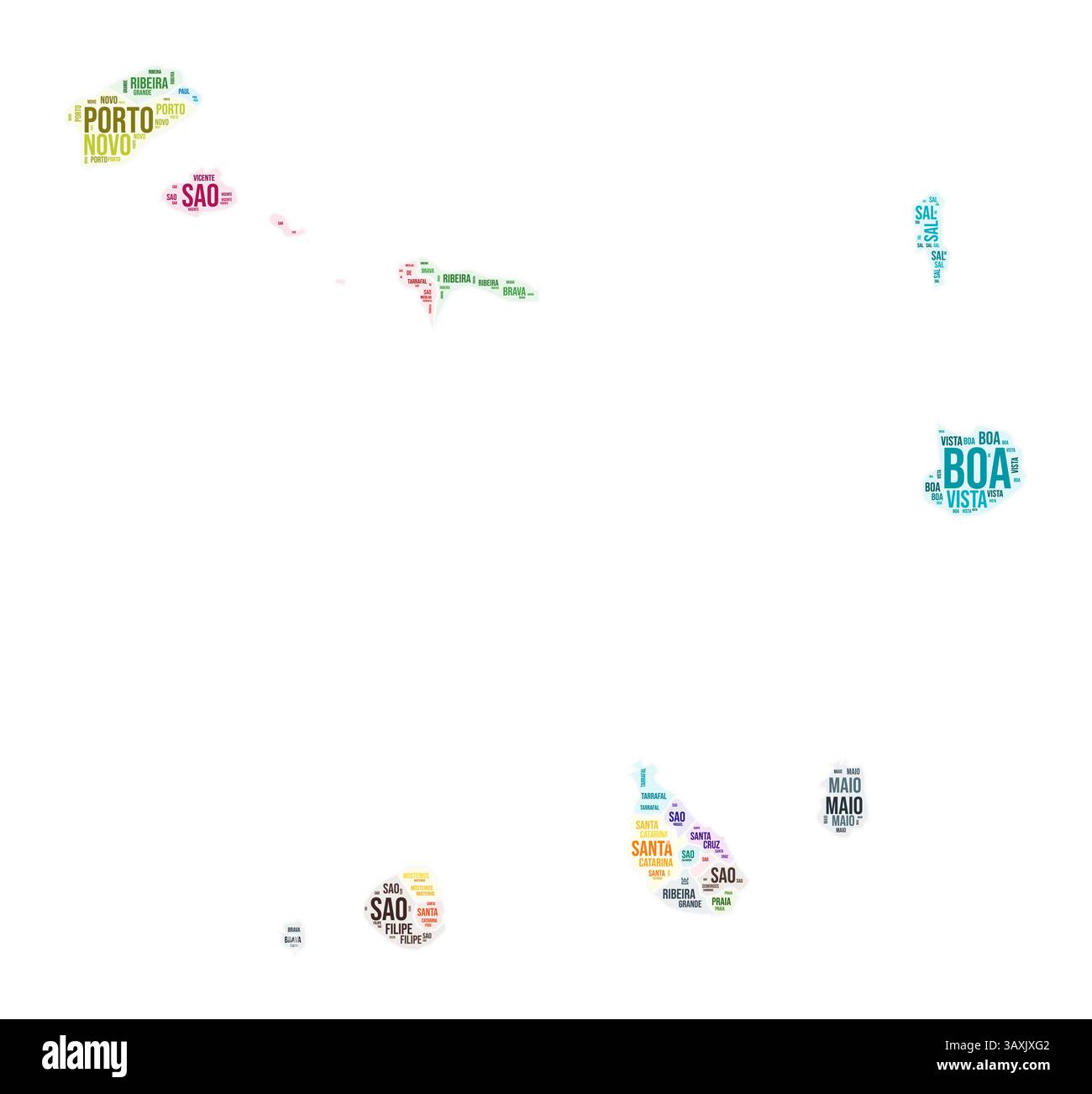 Cabo Verde region word cloud. Country shape design. Cabo Verde colored ...