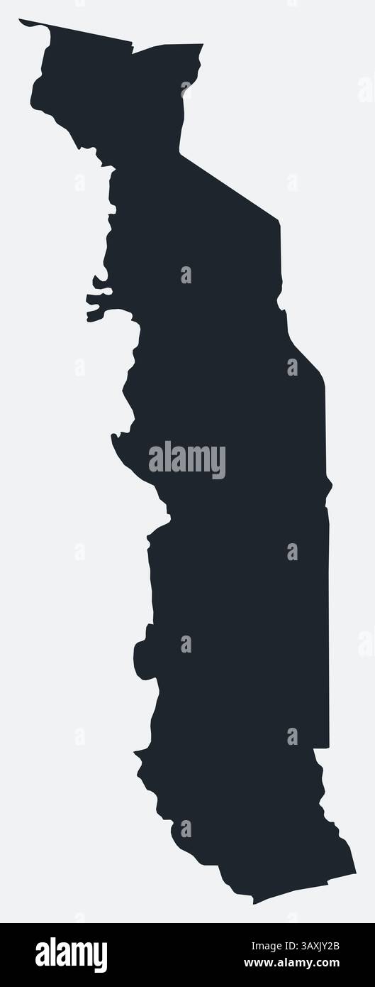 Togo map. Just a simple border map. Shape of the country. Flat blank ...