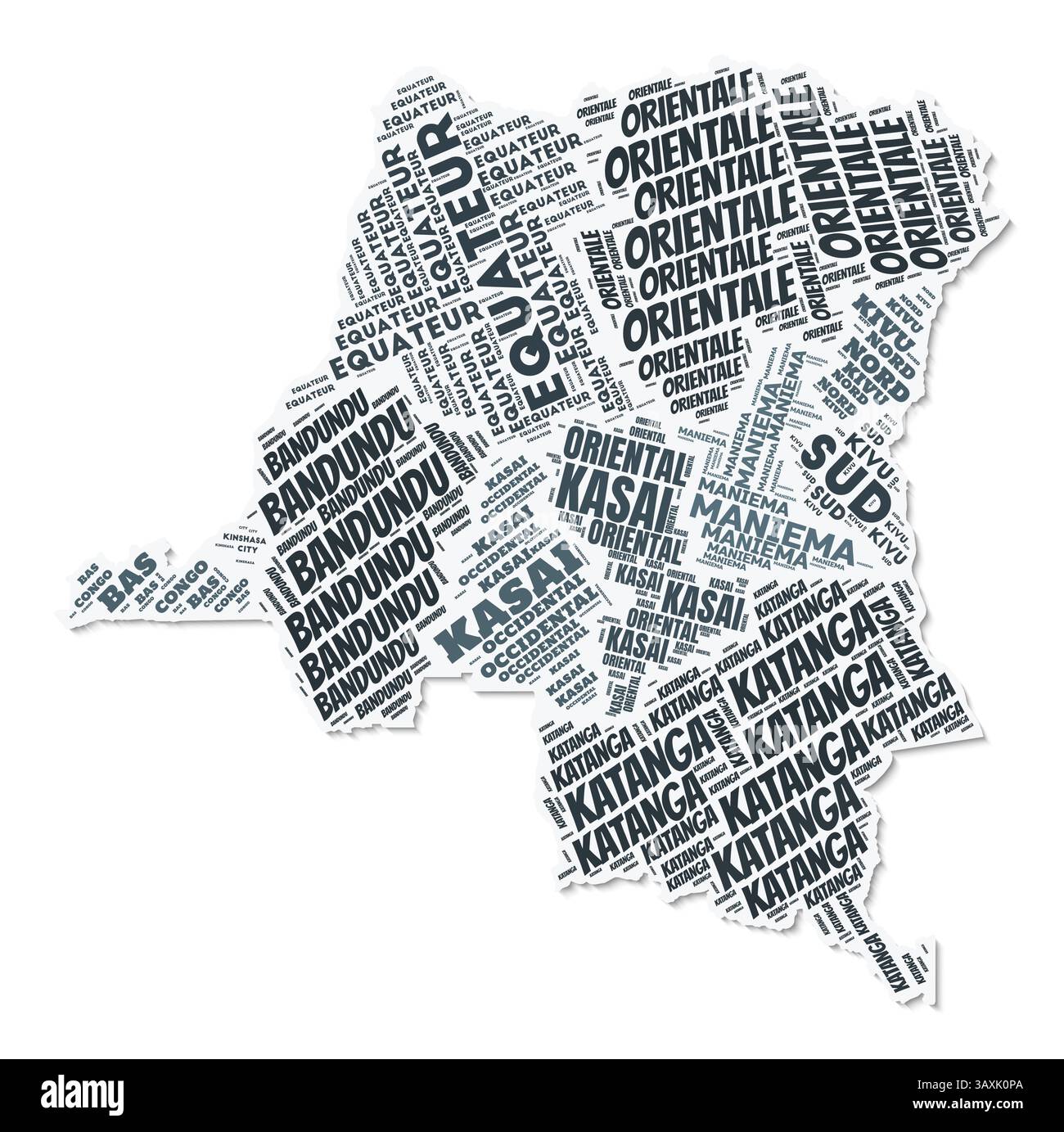 Democratic Republic of the Congo shape text cloud. Country border with ...