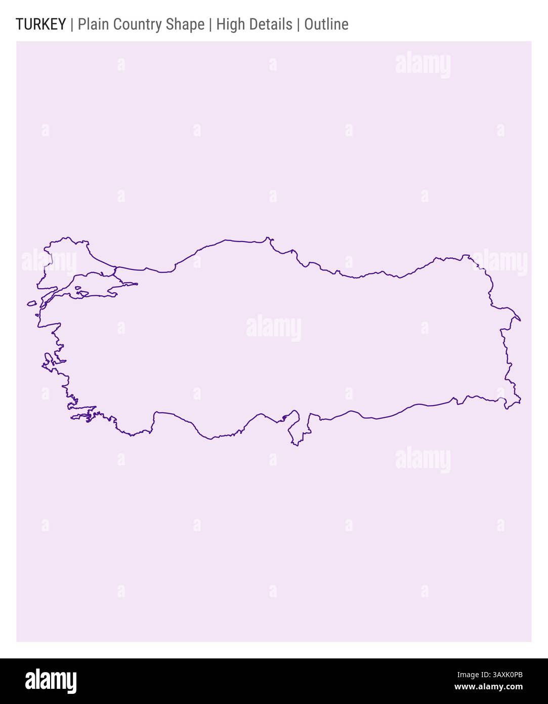 Turkey plain country map. High details. Outline style. Shape of Turkey ...