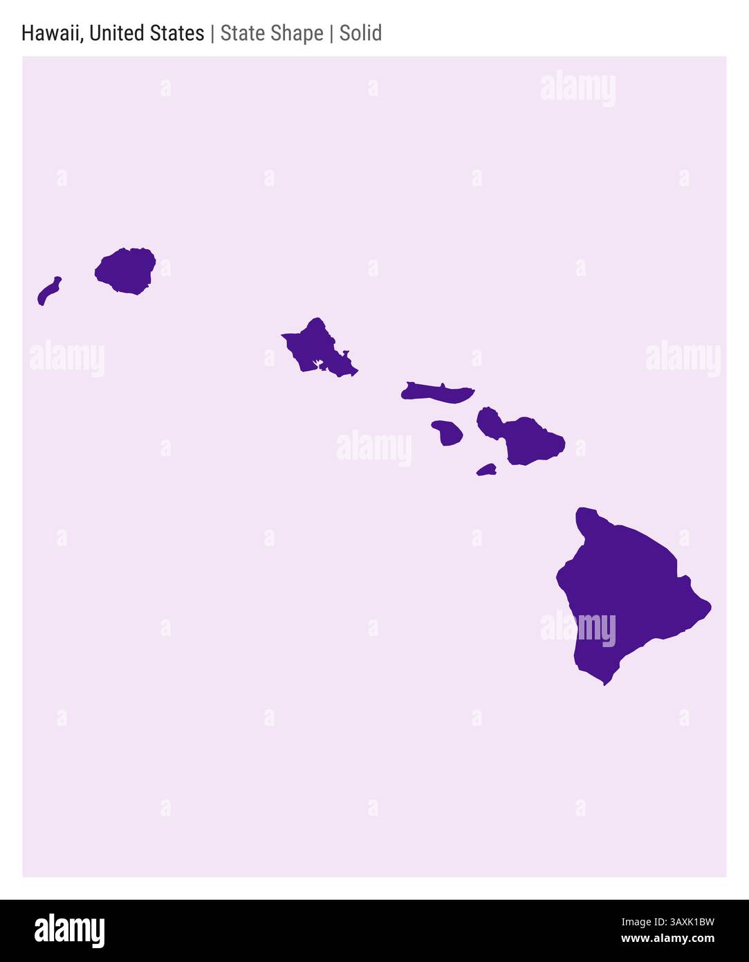Hawaii, United States. Simple vector map. State shape. Solid style ...