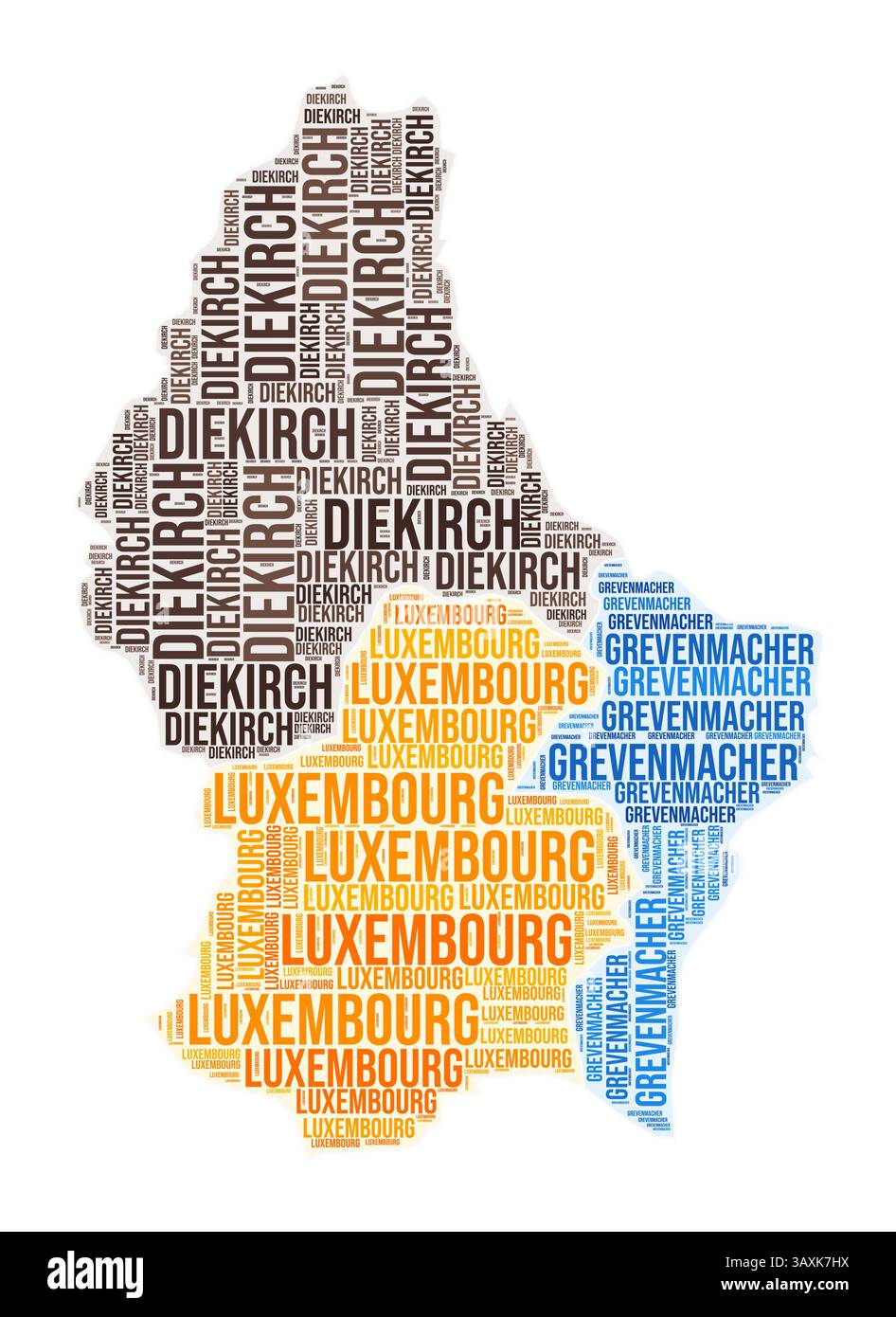 Luxembourg region word cloud. Country shape design. Luxembourg colored ...