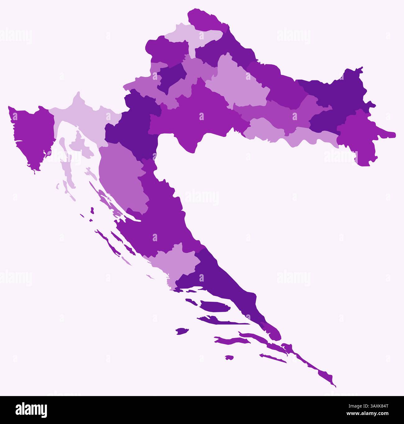 Map of Croatia with regions. Just a simple country border map with ...