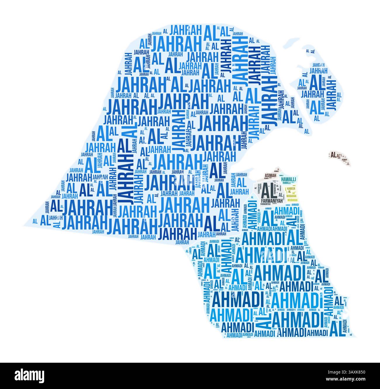 Kuwait region word cloud. Country shape design. Kuwait colored ...