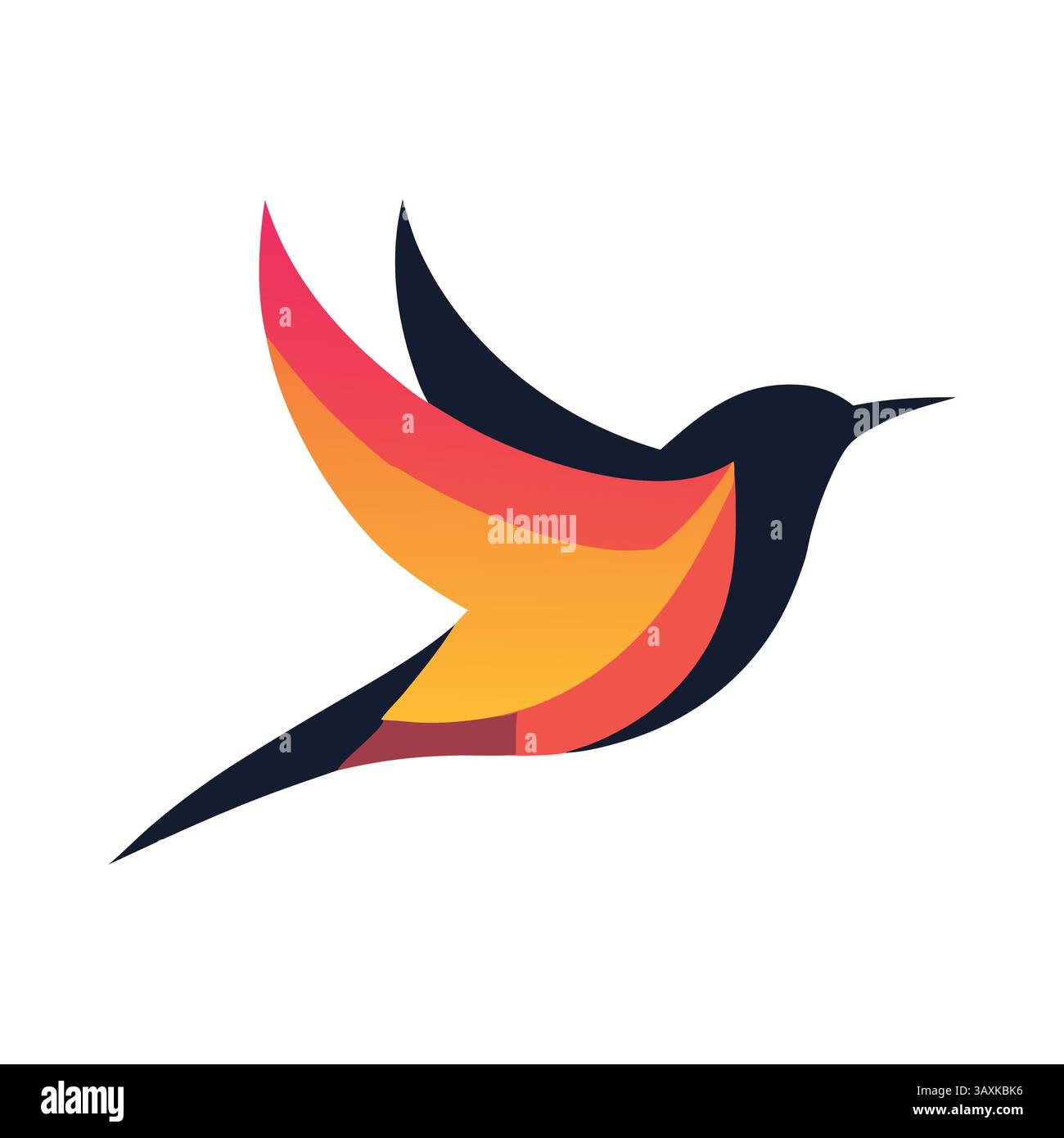 Abstract Vector Stylized bird in flight with layered color gradient ...
