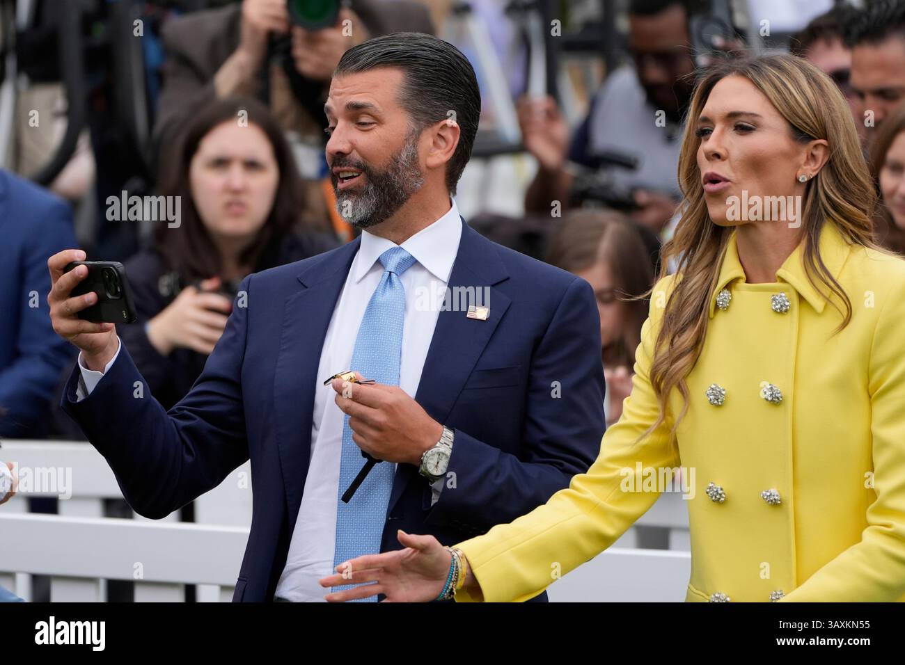 Donald Trump Jr., and his girlfriend Bettina Anderson during the White House Easter Egg Roll on ...