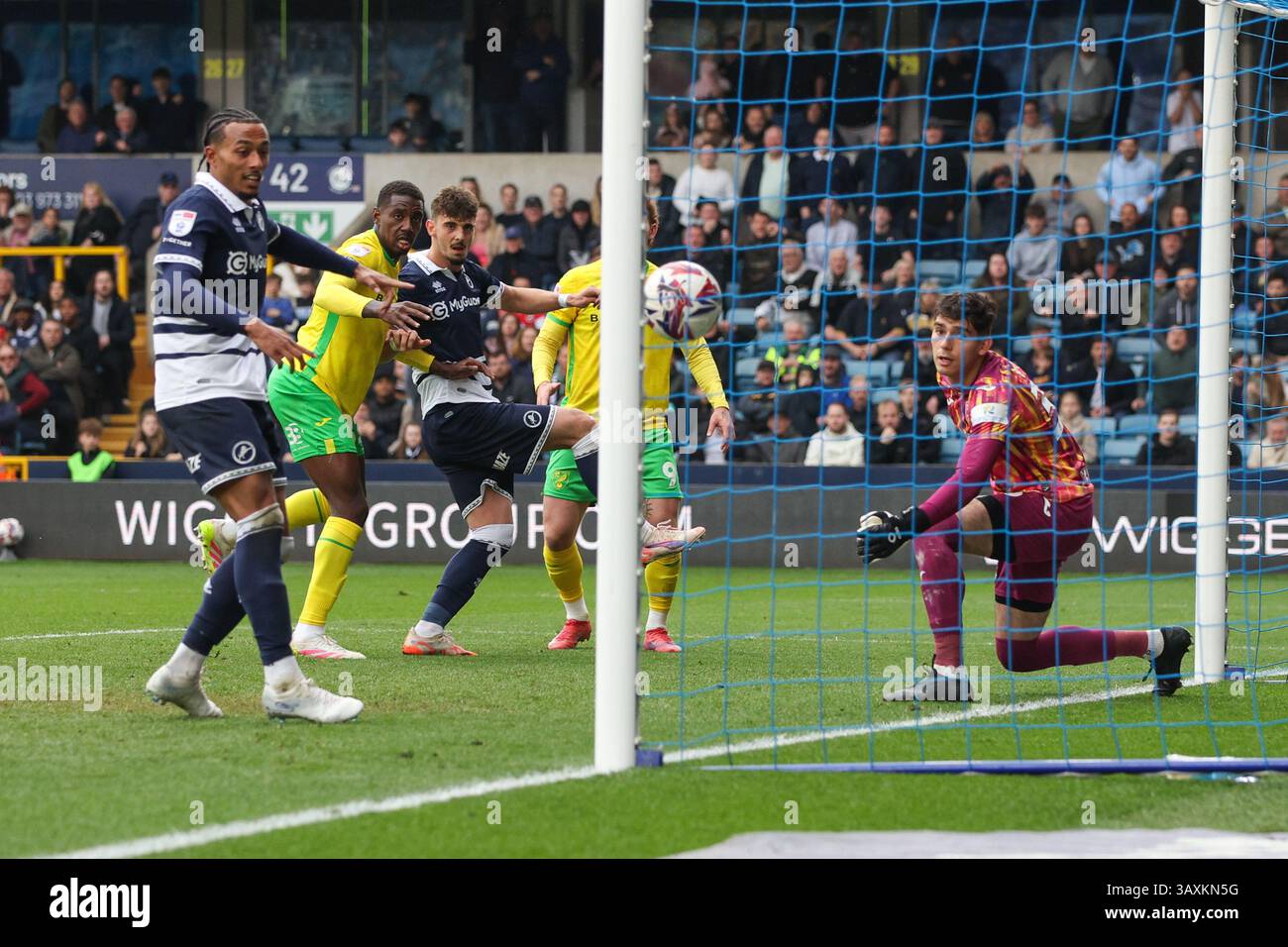 LONDON, UK - 21st Apr 2025: Mihailo Ivanovic of Millwall scores his ...