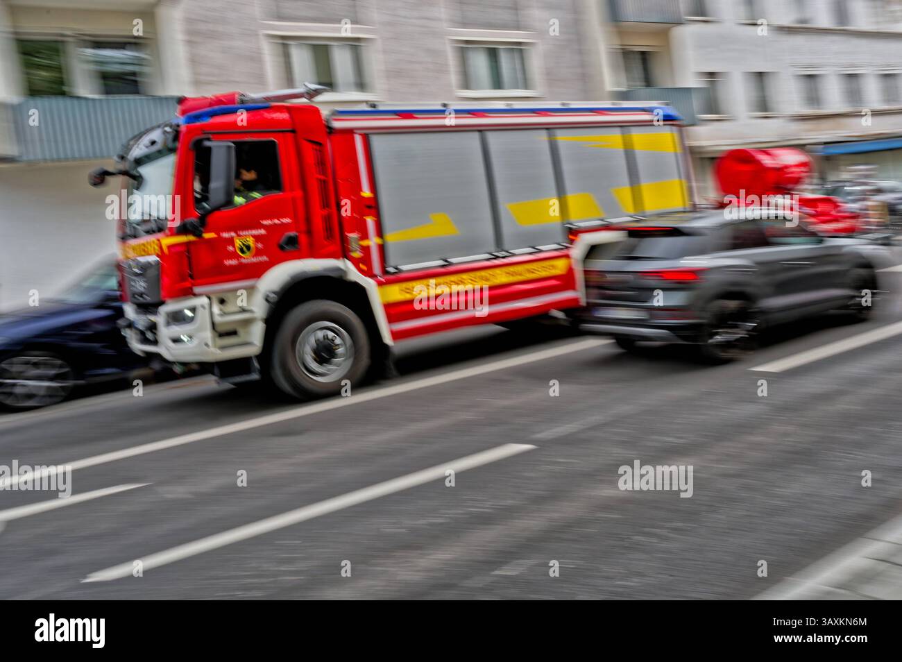 Achtung. Einsatz der Feuerwehr. Traunstein Bayern Deutschland ...