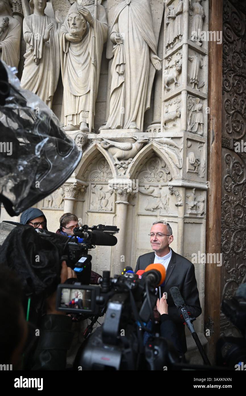 Paris, France. 21st Apr, 2025. Mgr Olivier Ribadeau Dumas, Rector ...