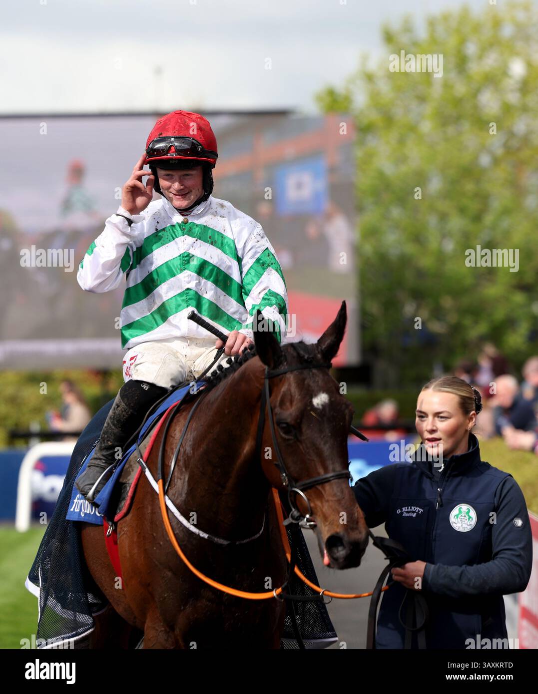 Jockey Sam Ewing after riding Found A Fifty to victory in the Jack ...