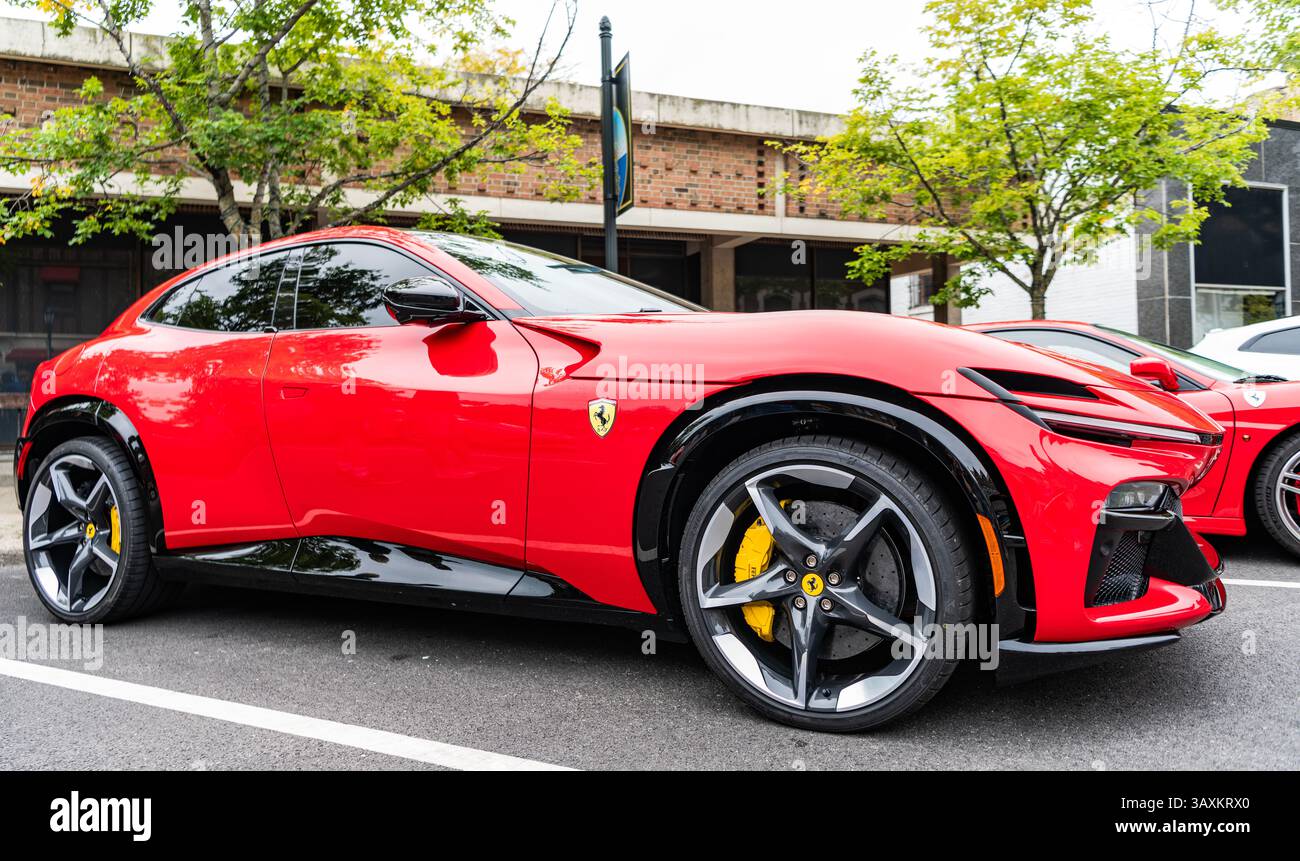 Chicago, Illinois - September 29, 2024: Ferrari Purosangue red color ...