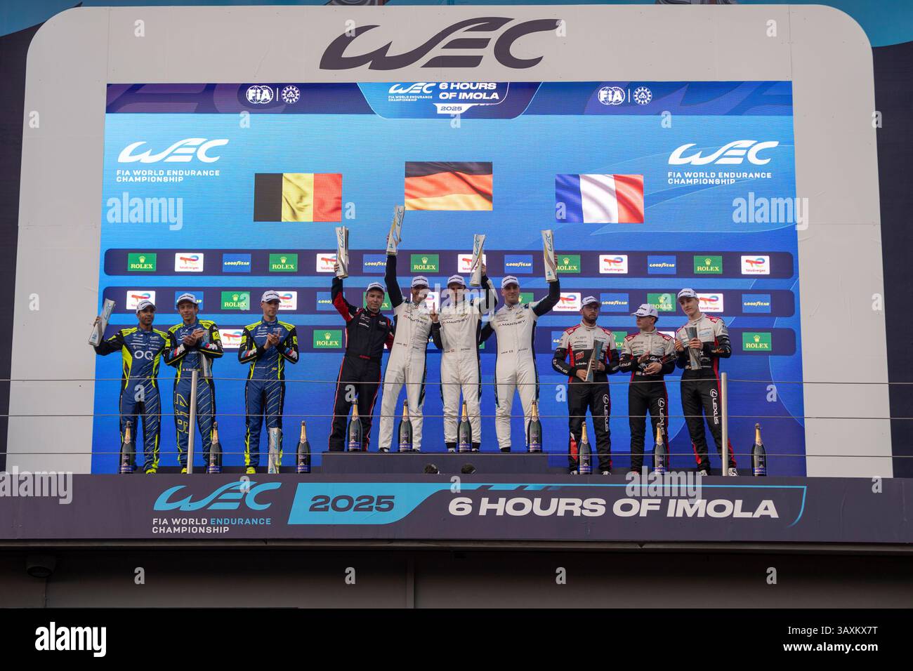 Imola, Italy, 20 April 2025,Podium in the LM GT3 category at the 6 ...