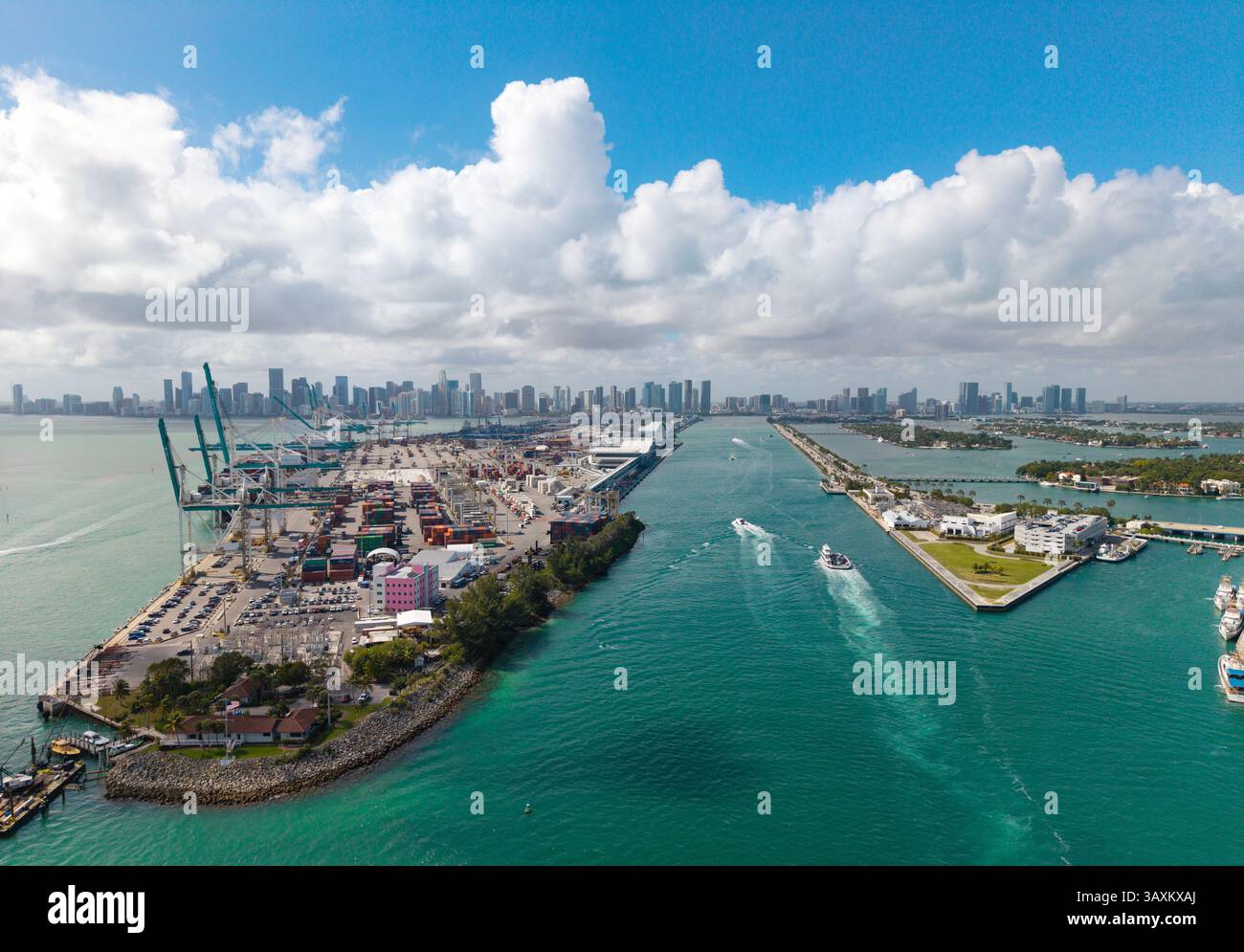 Miami, Florida - February 12, 2025: Maritime shipping. Port of Miami ...