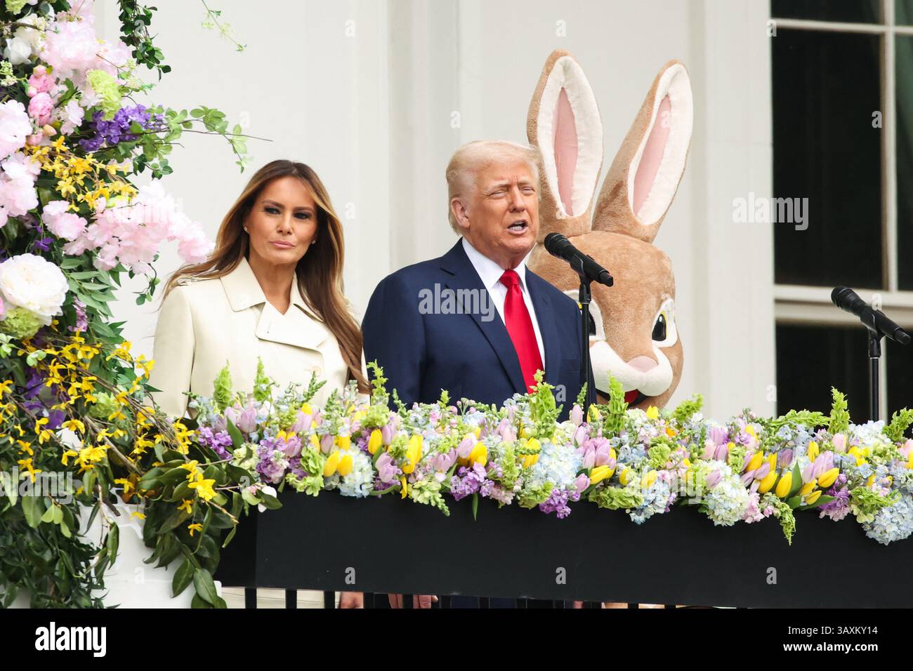 First Lady Melania Trump and President Donald Trump are joined by a ...