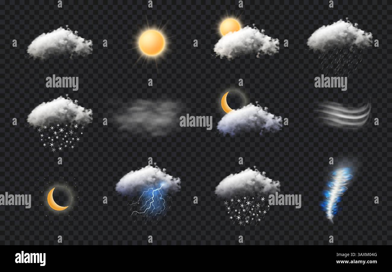 Weather forecast. Cloud rain or foggy symbols. Sky precipitation ...