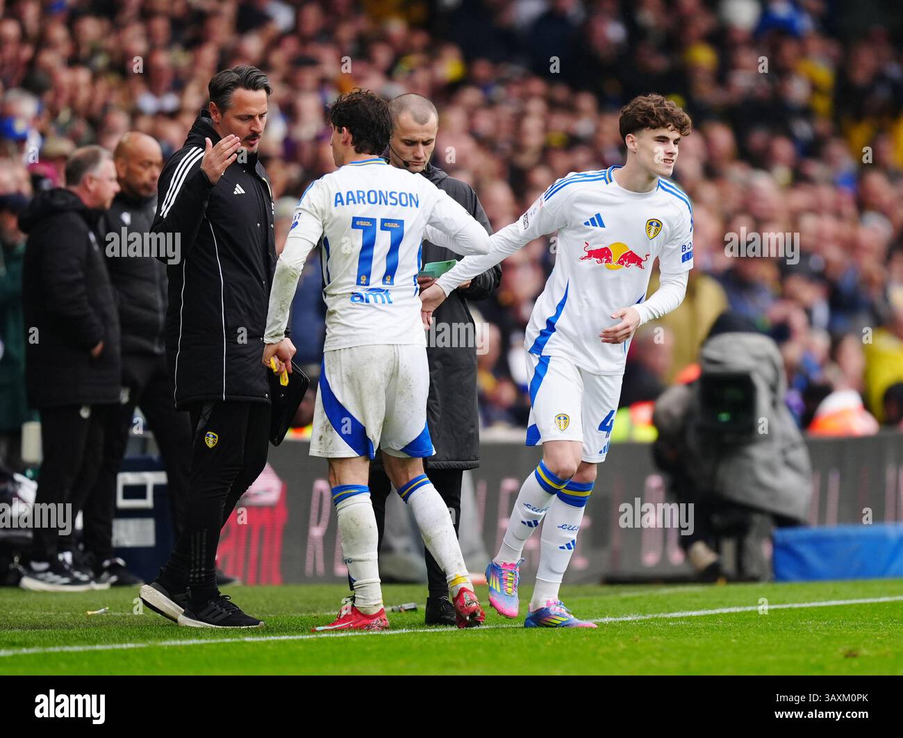 Leeds United's Harry Gray is subbed on during the Sky Bet Championship ...