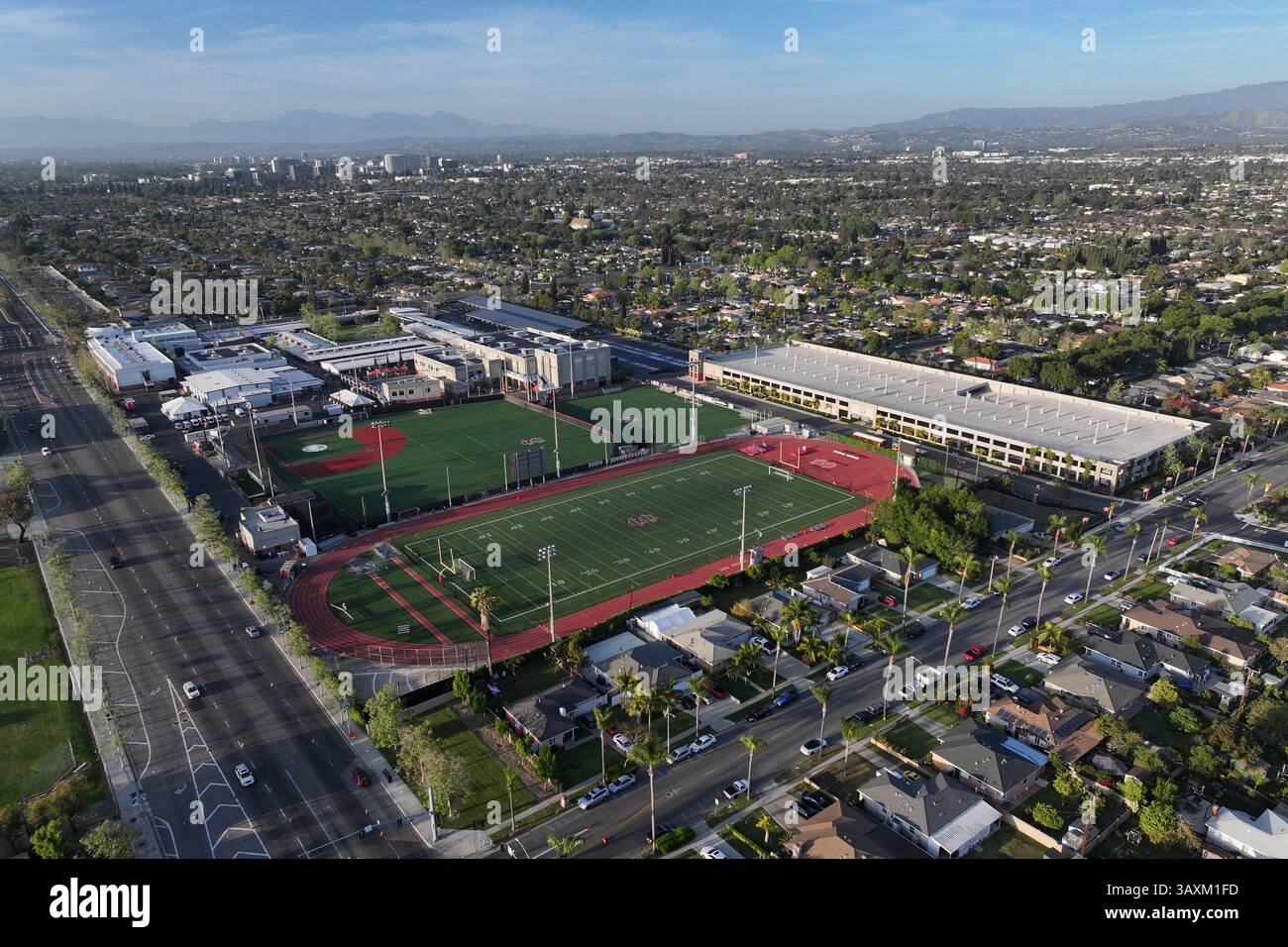 A general overall view of Mater Dei High School track and baseball ...