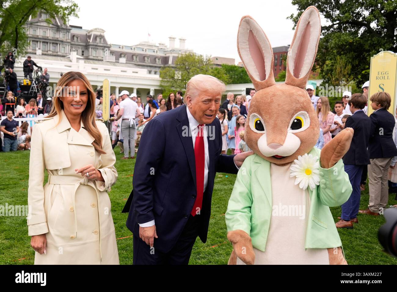 President Donald Trump and first lady Melania Trump, stand with the ...