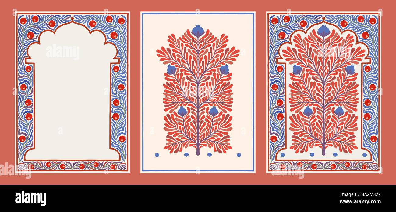 Mughal flowers. Indian floral motif. Turkish folk tree or traditional ...