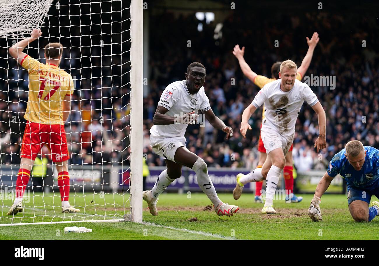 Port Vale's Jesse Debrah celebrates scoring their side's second goal of ...