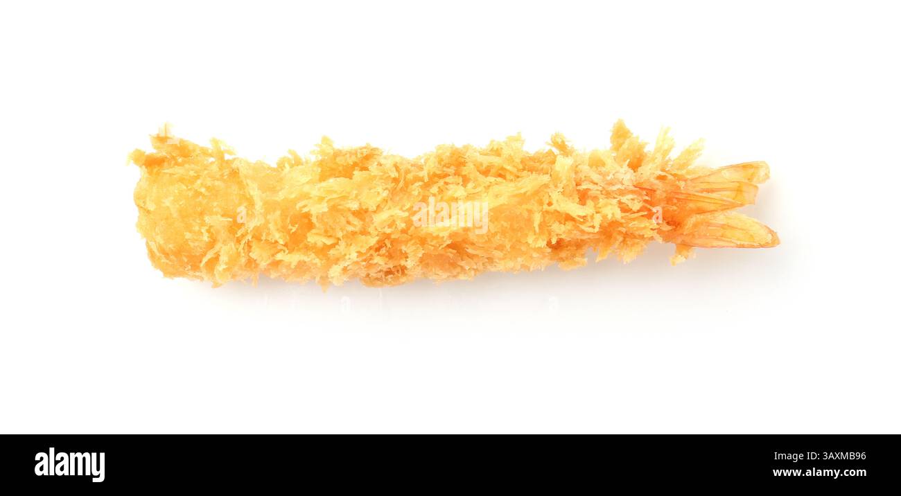 One tasty tempura shrimp isolated on white, top view Stock Photo - Alamy