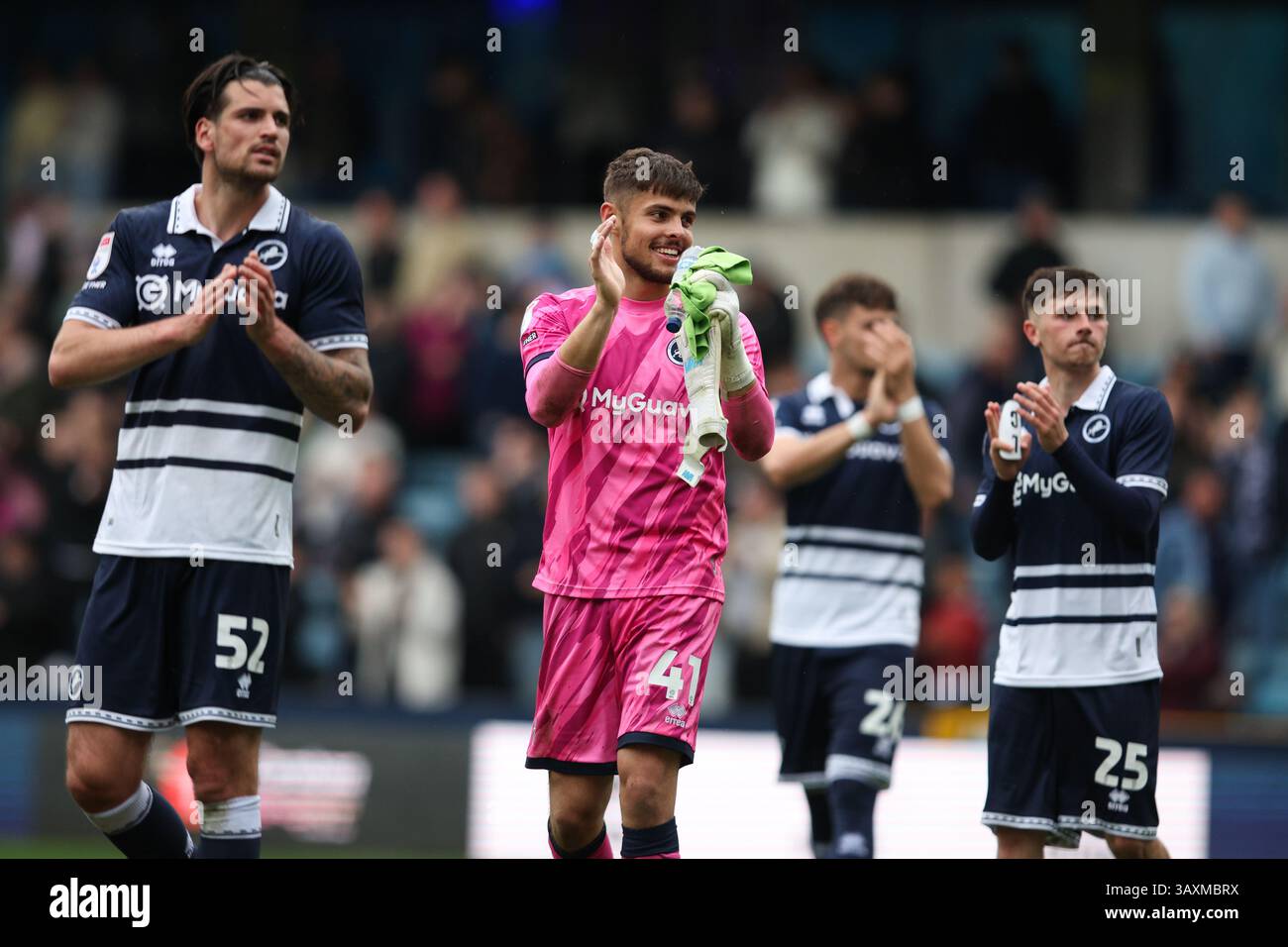 LONDON, UK - 21st Apr 2025: George Clarke Evans of Millwall applauds ...