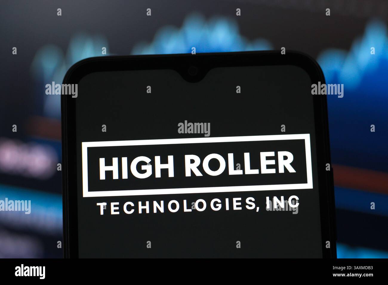 In this photo illustration, the High Roller Technologies logo is seen ...