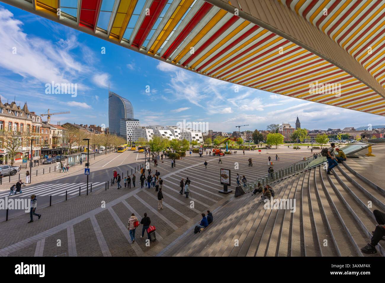Liege, Belgium, 20.04.2025, City of Liege seen from the railway station ...