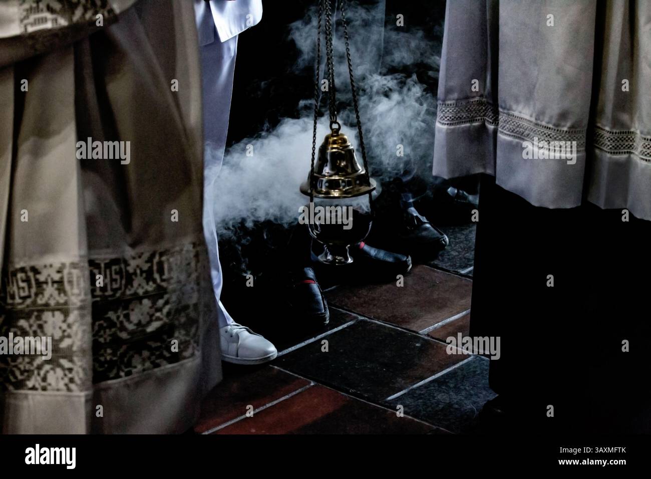 Maracaibo,Venezuela. 15-04-2024.Religious rituals are seen during the ...