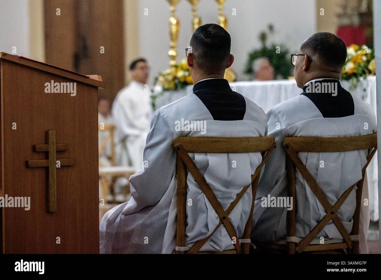 Maracaibo,Venezuela. 15-04-2024.Religious rituals are seen during the ...