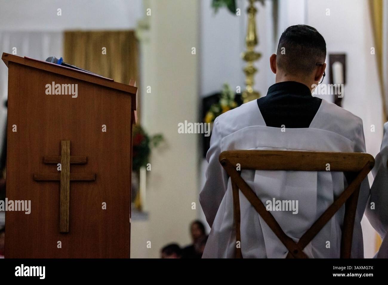 Maracaibo,Venezuela. 15-04-2024.Religious rituals are seen during the ...