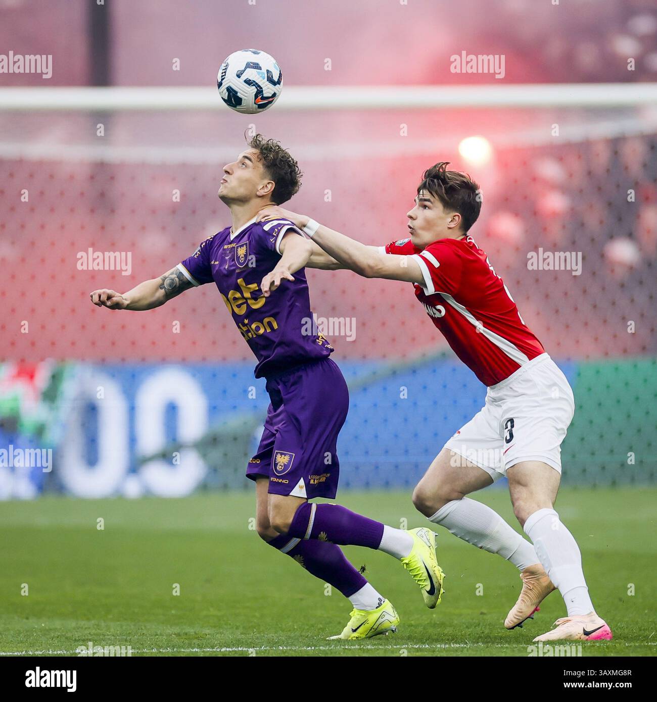ROTTERDAM - (l-r) Aske Adelgaard of Go Ahead Eagles, Wouter Goes of AZ ...