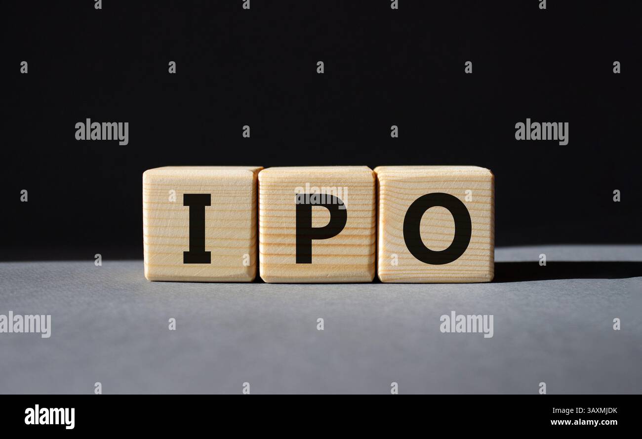 IPO- Initial Public Offering symbol. Concept word IPO on wooden cubes ...