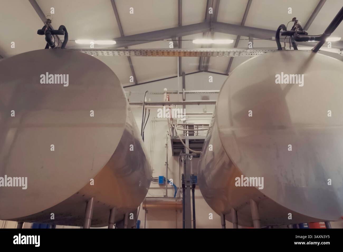 Stainless steel vessels for milk storage. Stainless steel vessels Stock ...