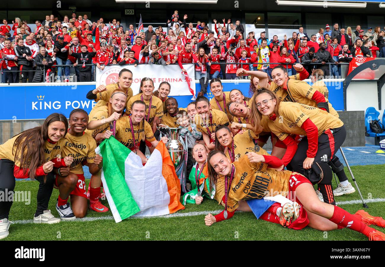 Standard players posing with the cup after winning the female soccer ...