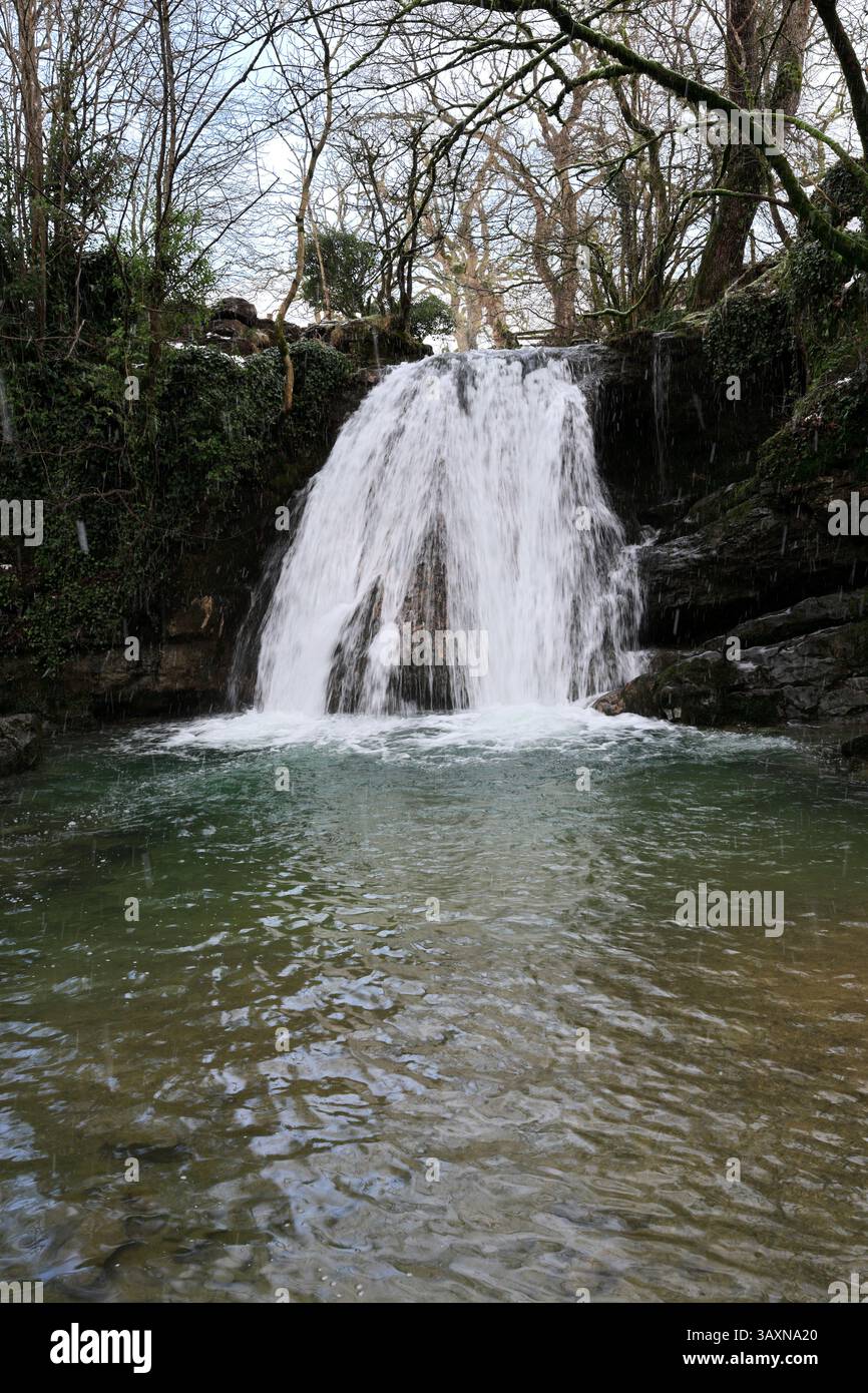 Janet’s Foss waterfall, river Aire, near Malham village, Malhamdale ...